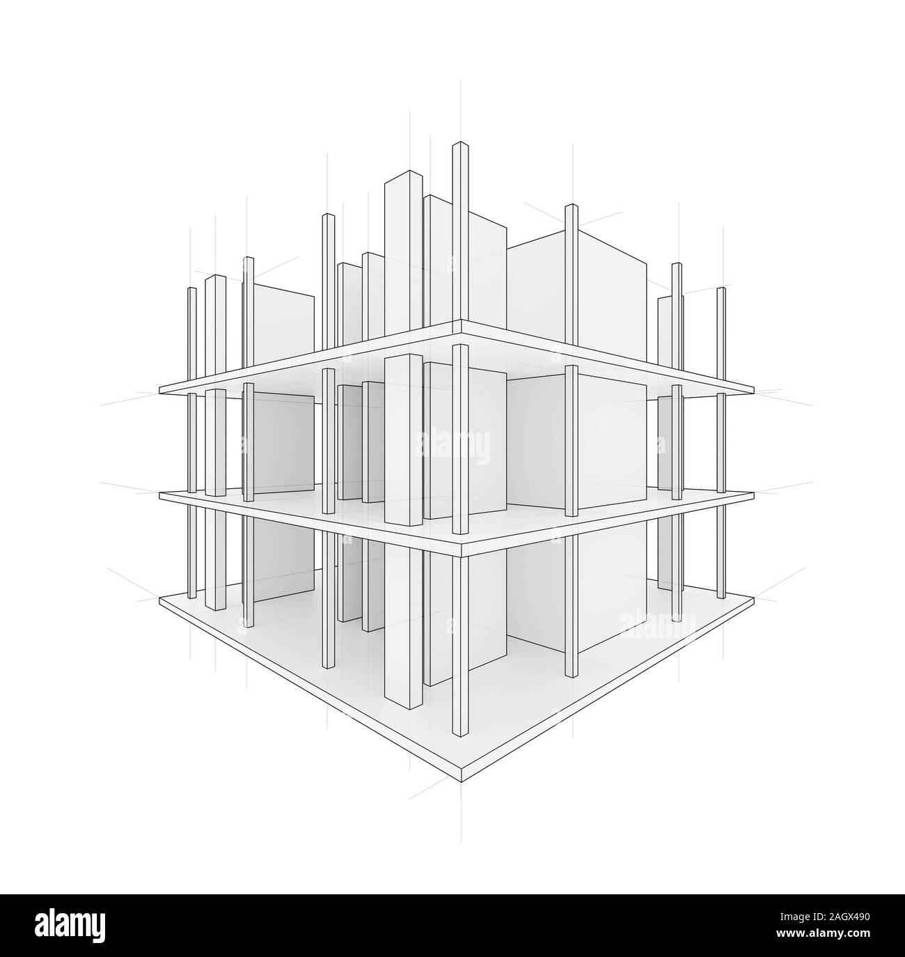 Drawing or sketch of a house under construction. Construction site ...