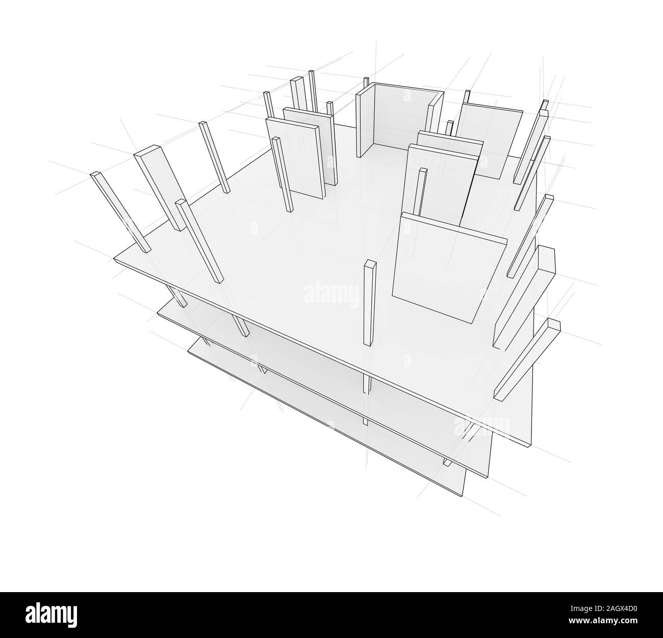Drawing or sketch of a house under construction. Construction site ...