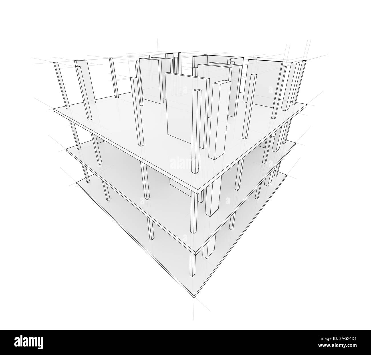Drawing or sketch of a house under construction. Construction site ...