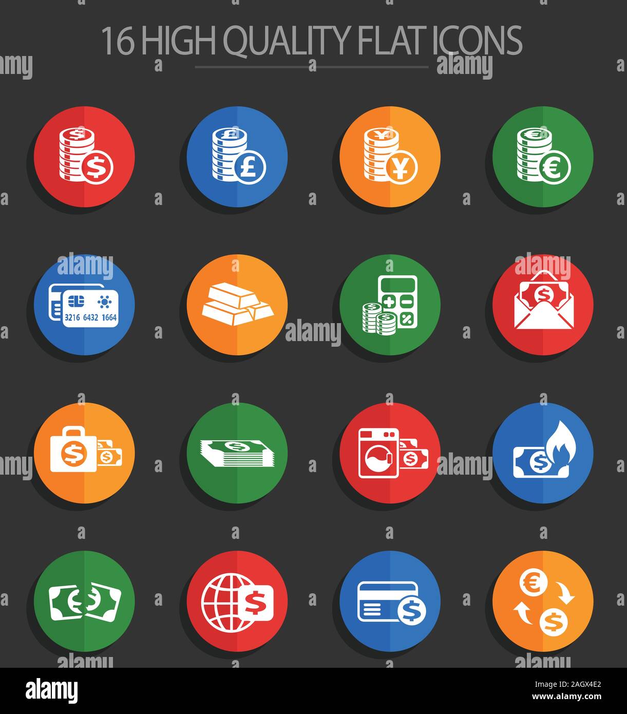 money symbols 16 flat icons Stock Vector Image & Art - Alamy