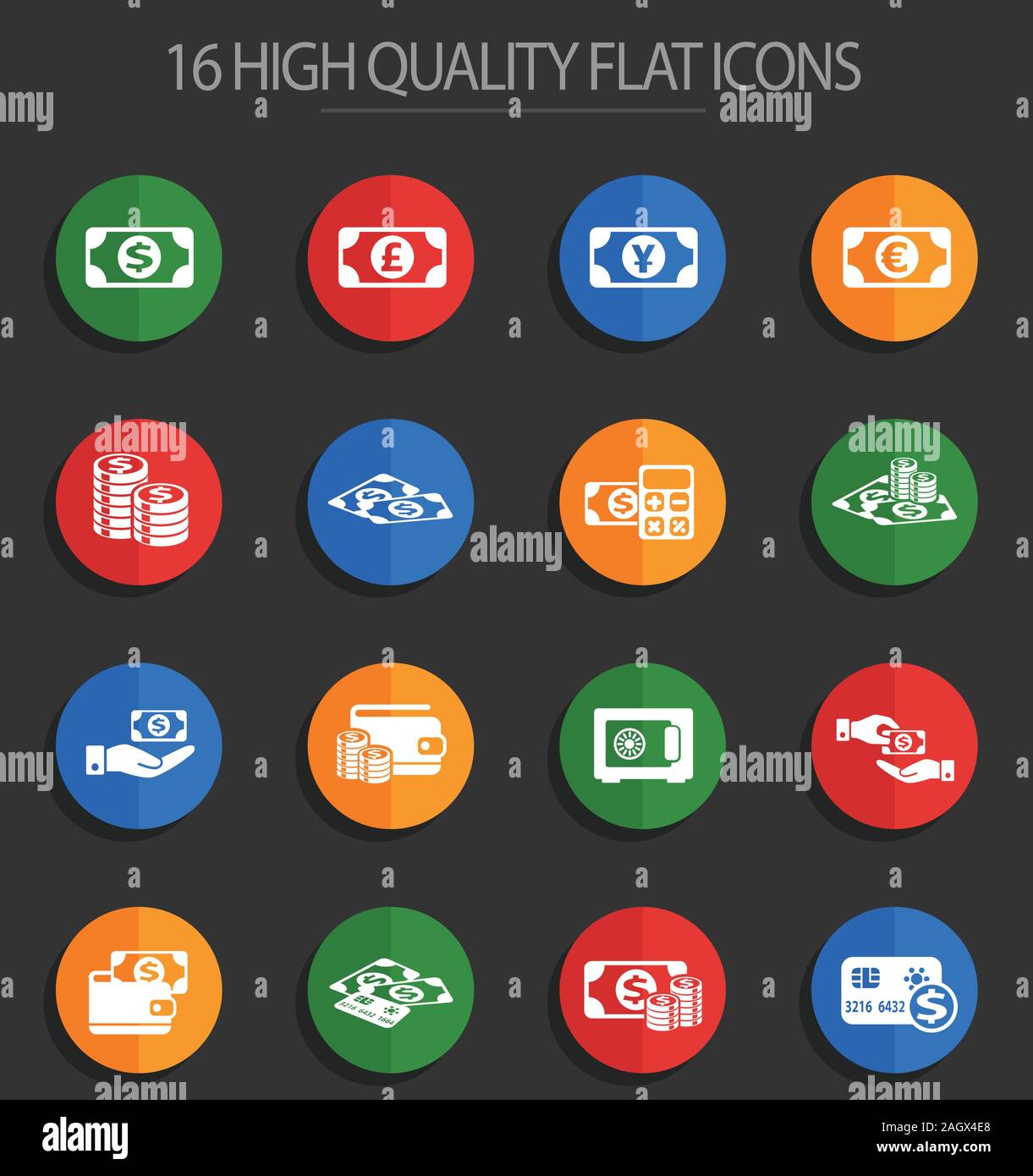 money symbols 16 flat icons Stock Vector Image & Art - Alamy