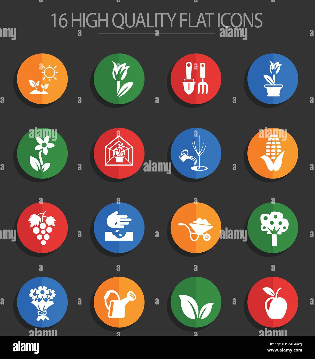 plants tools 16 flat icons Stock Vector Image & Art - Alamy