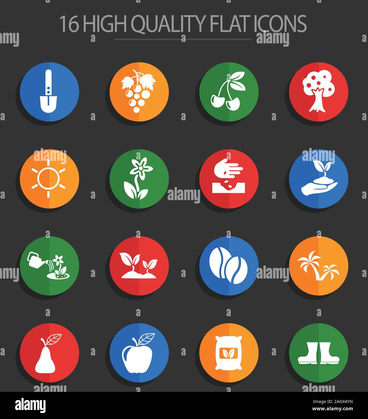 plants 16 flat icons Stock Vector Image & Art - Alamy