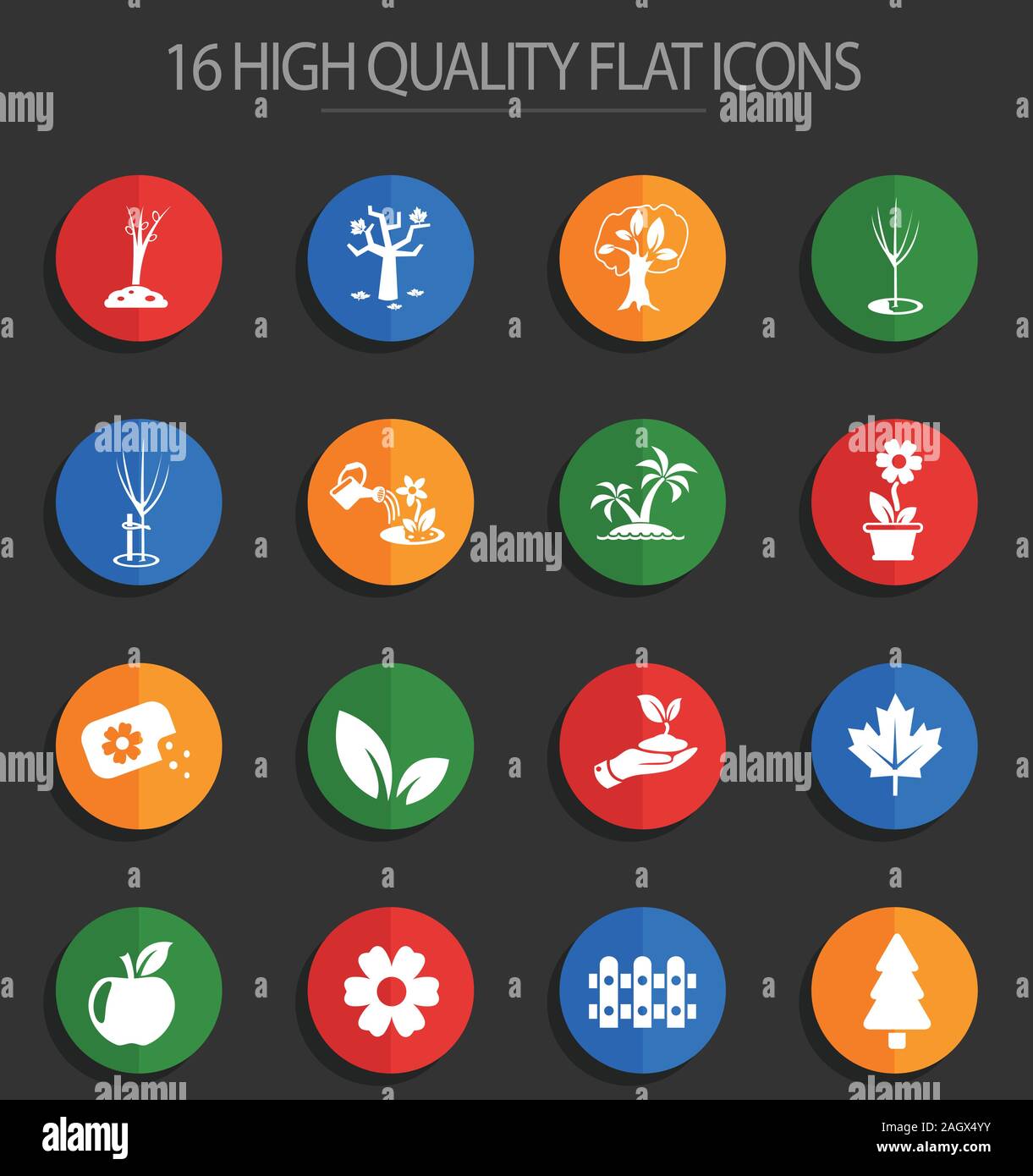 plants tools 16 flat icons Stock Vector Image & Art - Alamy
