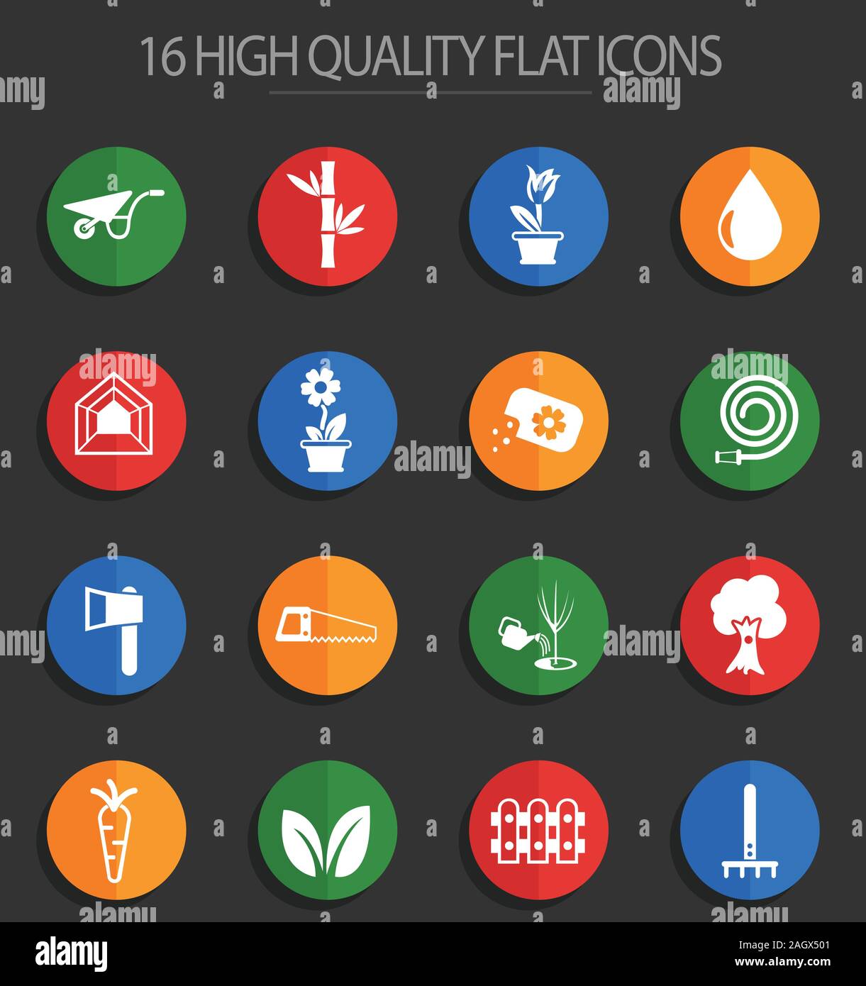 plants 16 flat icons Stock Vector Image & Art - Alamy