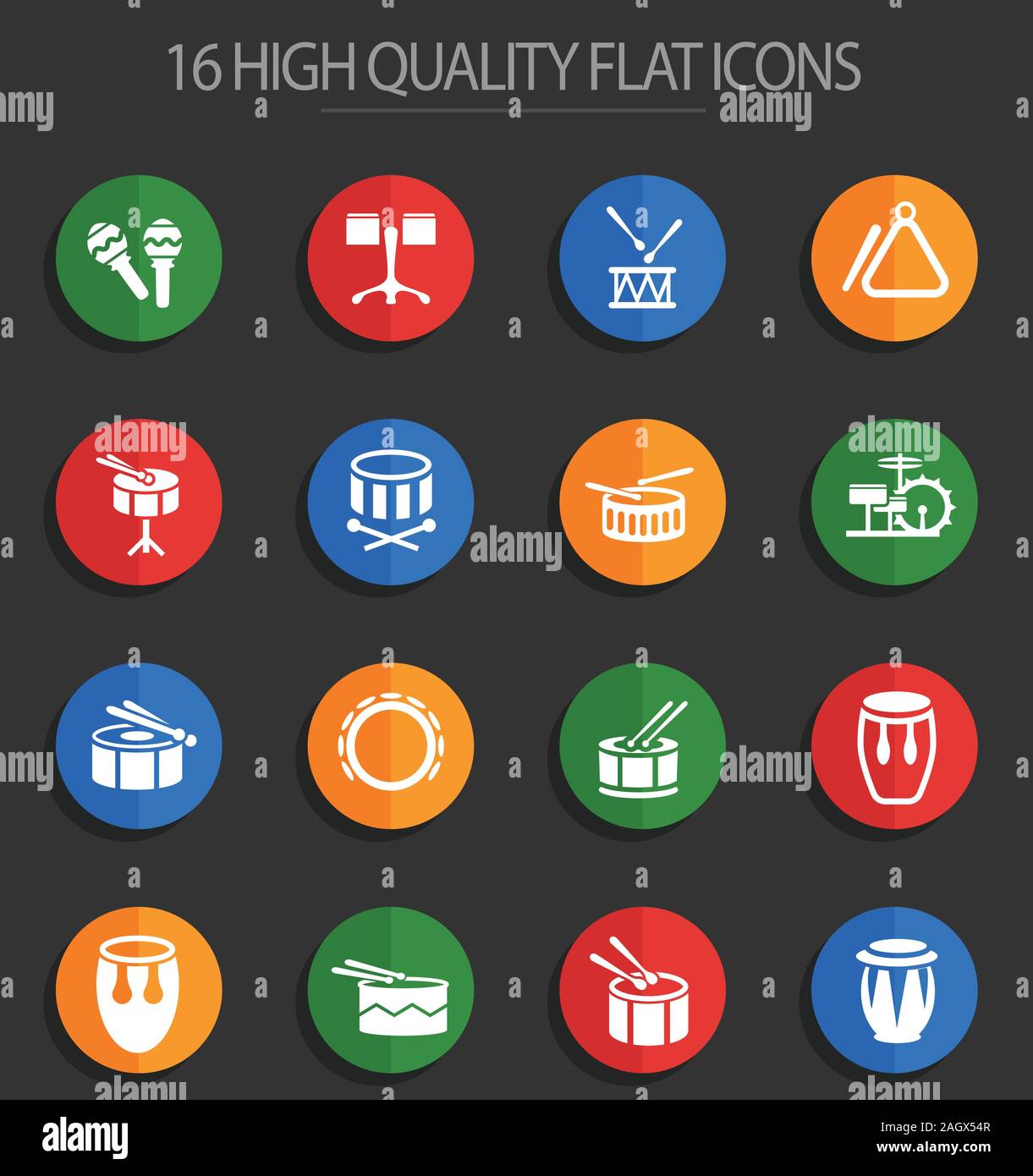rhythm instruments 16 flat icons Stock Vector Image & Art - Alamy