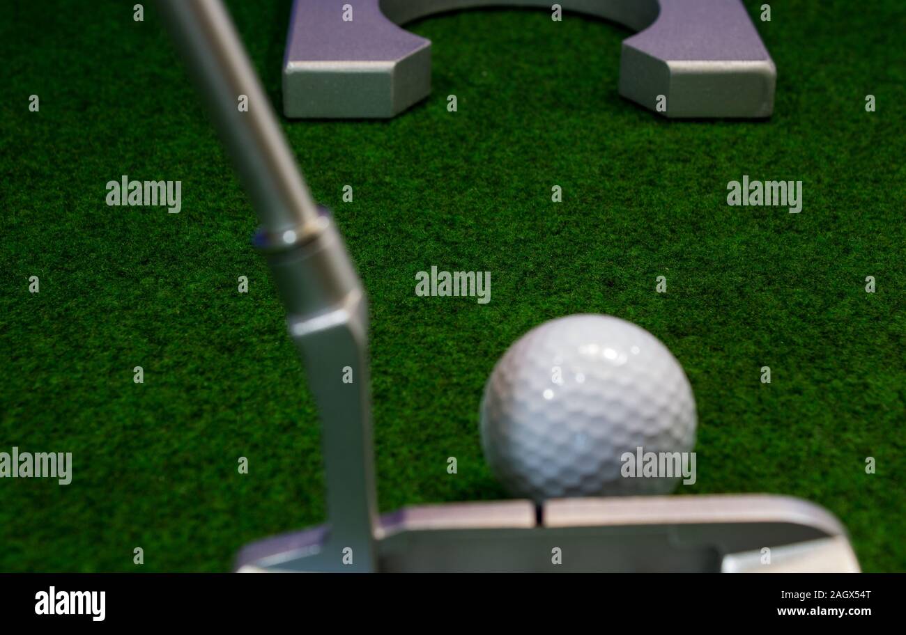 Artificial turf in front of the mini golf hole Stock Photo - Alamy