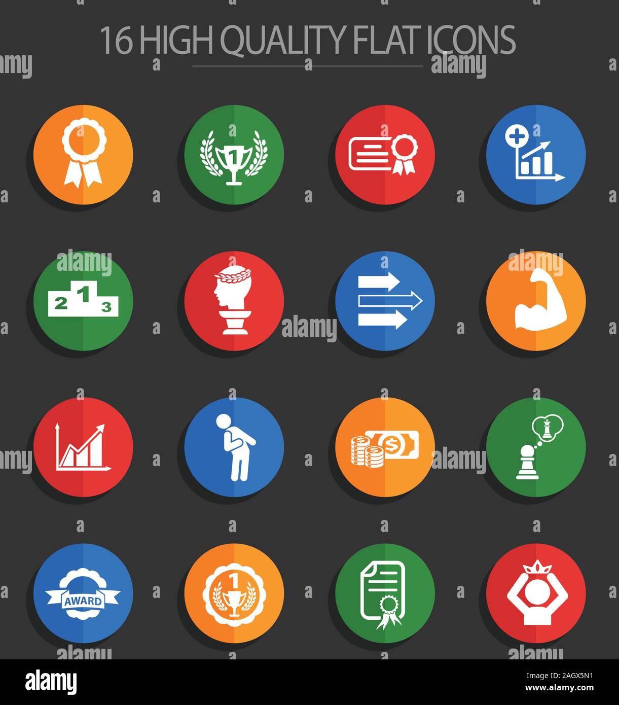 success 16 flat icons Stock Vector Image & Art - Alamy