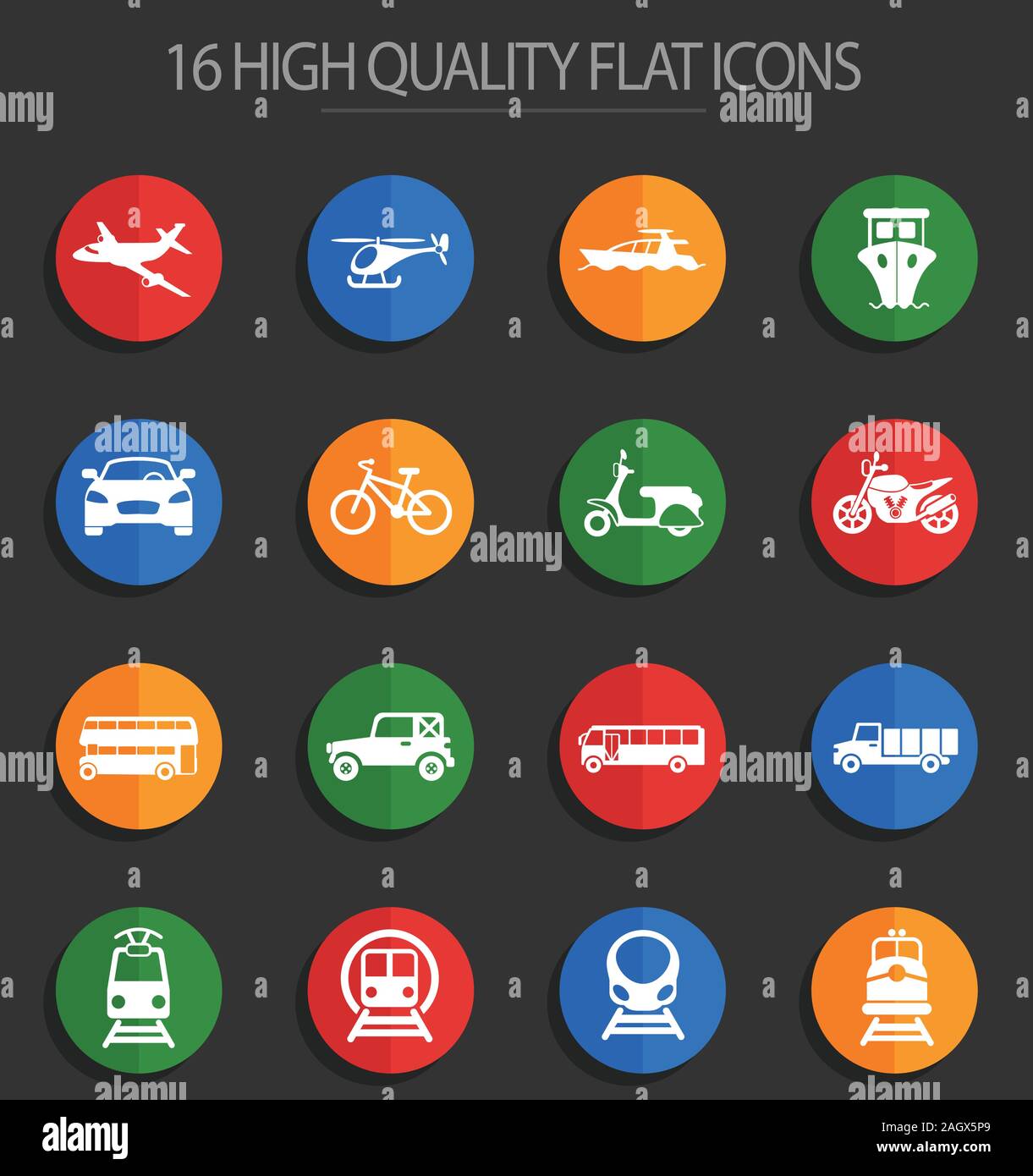 transport 16 flat icons Stock Vector Image & Art - Alamy