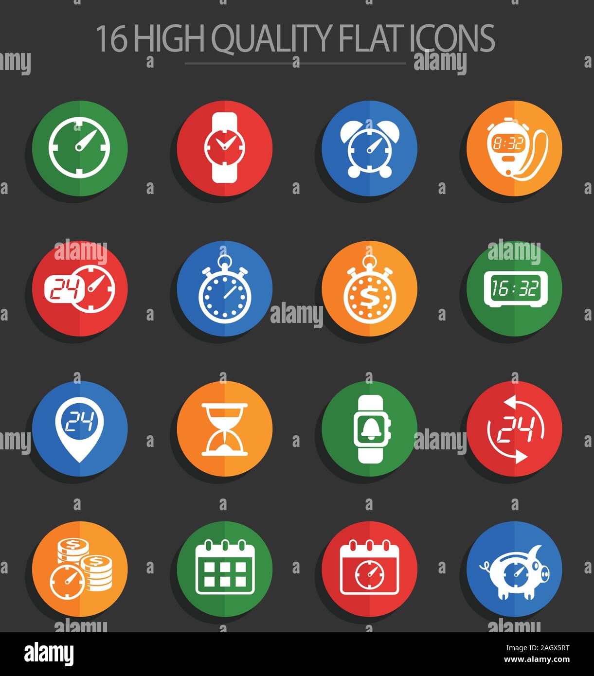 time 16 flat icons Stock Vector Image & Art - Alamy
