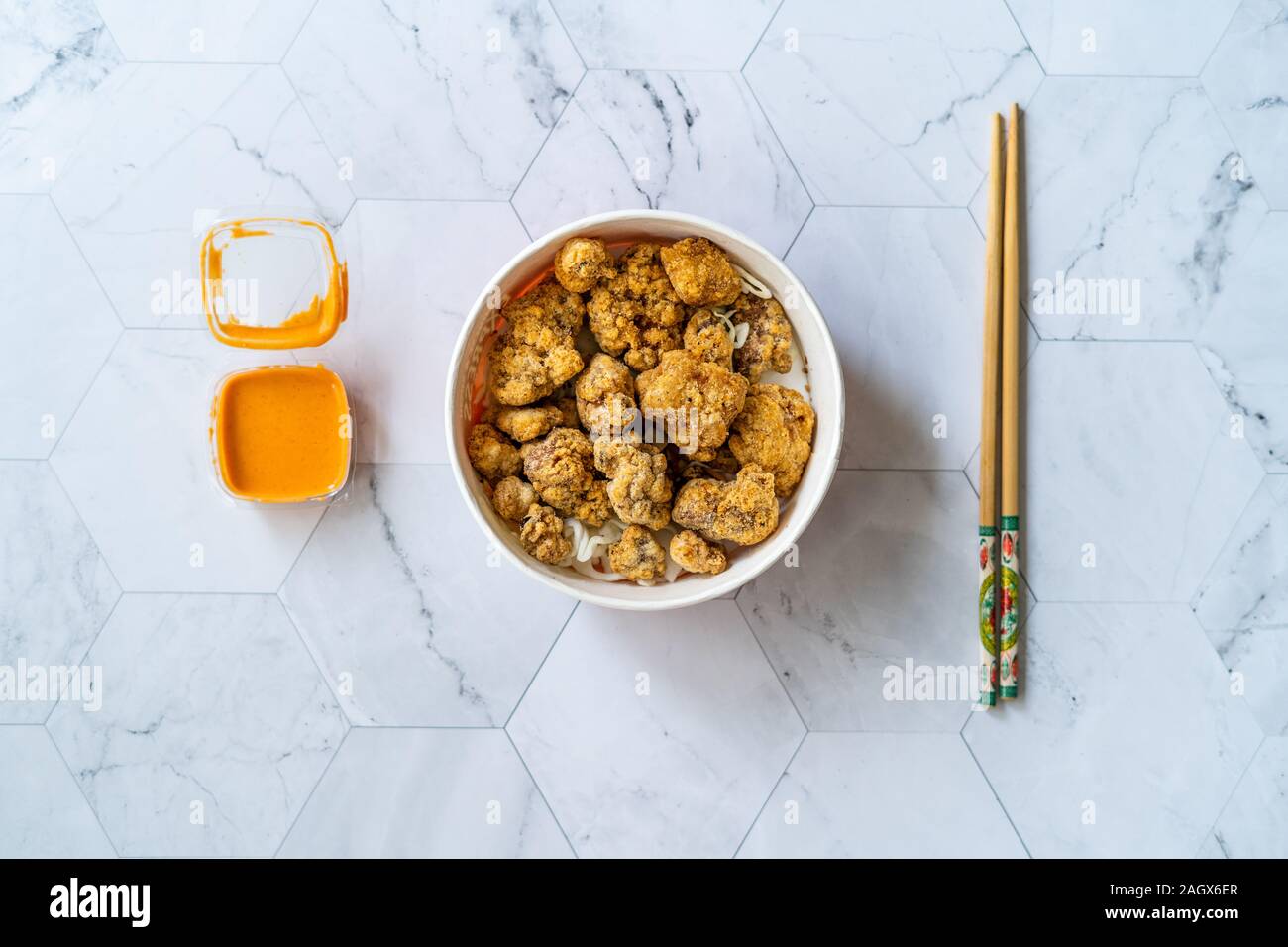 Take Away Japanese Food Karaage Chicken with Sauce / Karaagedon in ...