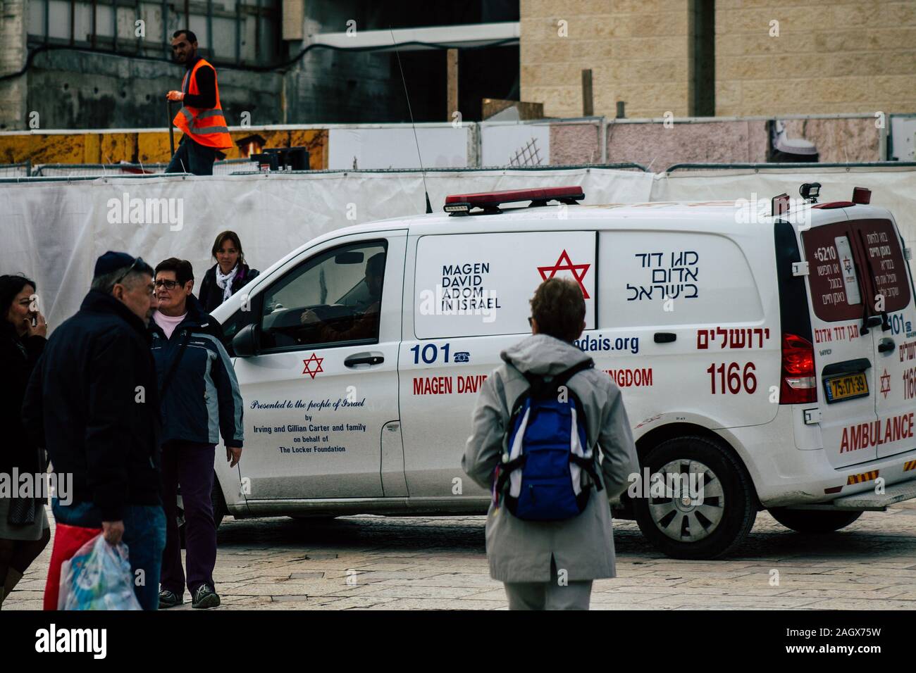 Jerusalem Israel December 12, 2019 View of a Israeli ambulance rolling ...