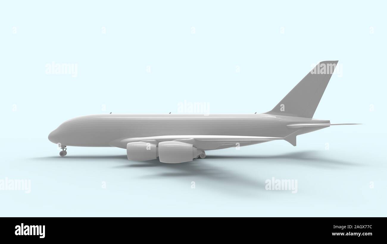 3d rendering of a commercial jumbo jet isolated in studio background ...