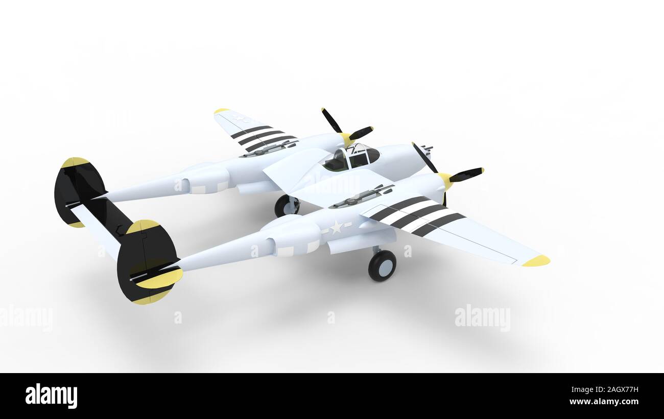 3d rendering of a twin tail world war 2 fighter airplane isolated in ...