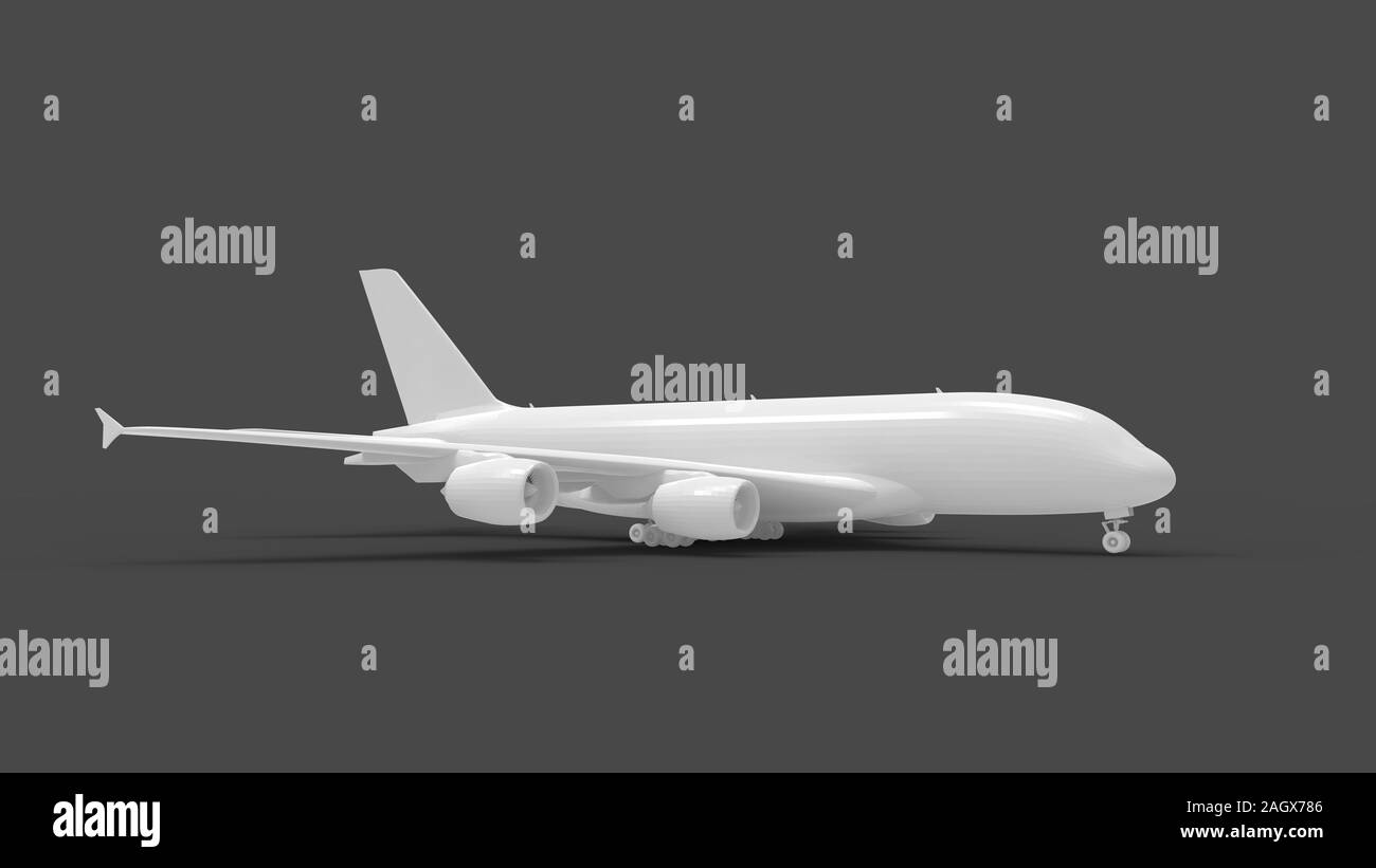 3d rendering of a commercial jumbo jet isolated in studio background ...