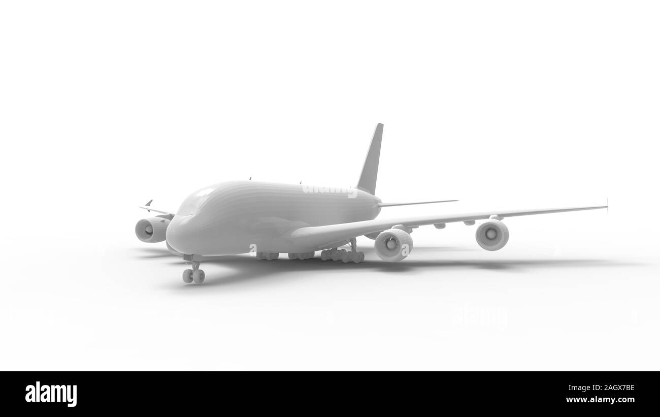 3d rendering of a commercial jumbo jet isolated in studio background ...