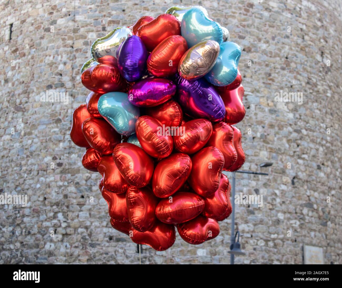 Close-up of a different color and assorted balloons of balloon vendor ...