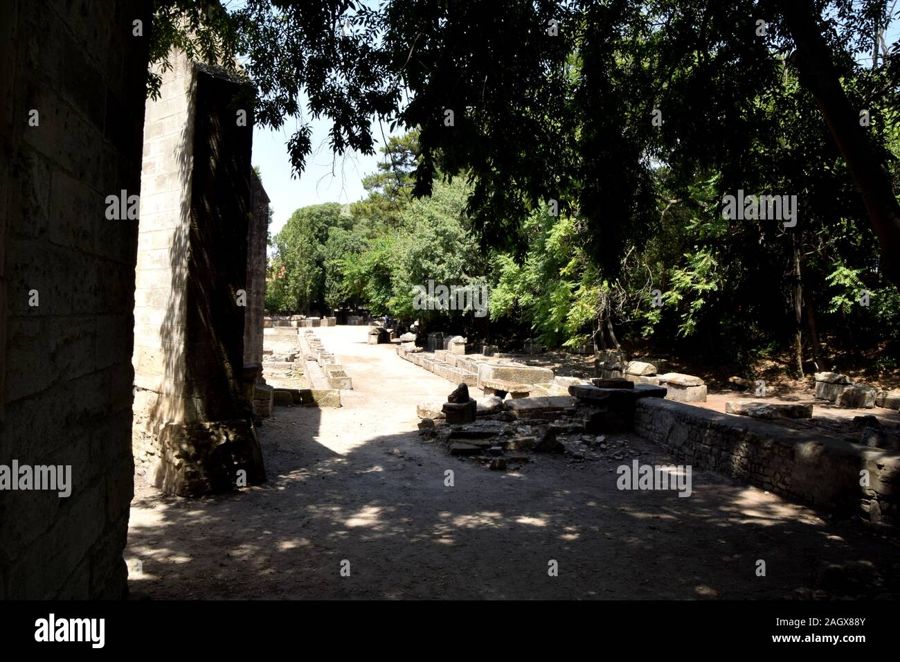 ancient roman necropolis Les Alyscamps in Arles, Provence, Southern ...