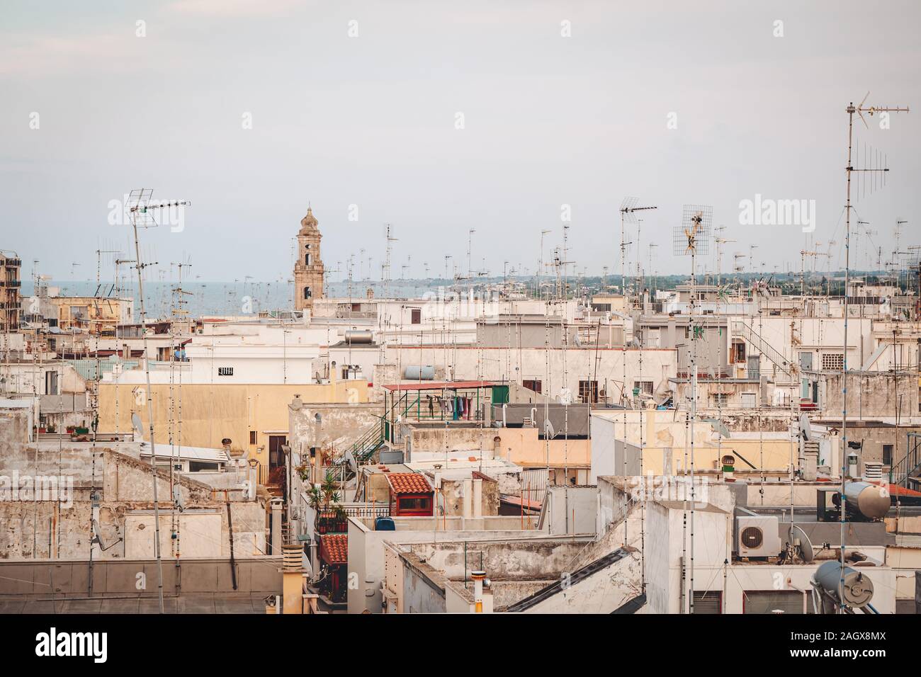 MOLA DI BARI, ITALY / AUGUST 2018 : View of the old town from the roof ...