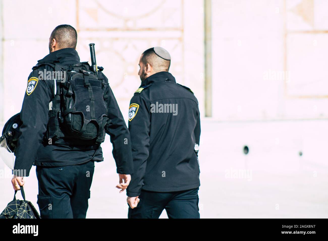 Jerusalem Israel December 12, 2019 View of Israeli police walking at Al ...