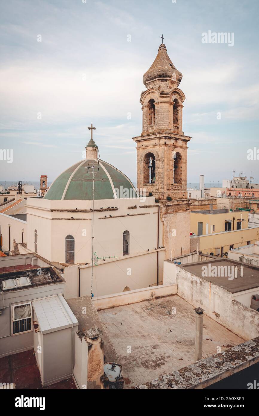 MOLA DI BARI, ITALY / AUGUST 2018 : View of the old town from the roof ...