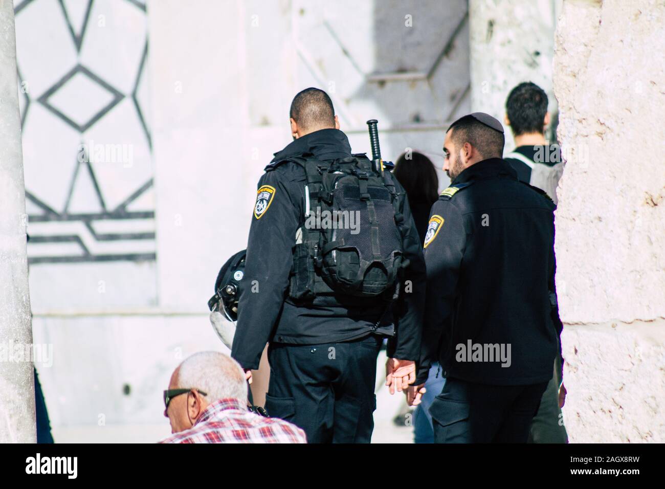Jerusalem Israel December 12, 2019 View of Israeli police walking at Al ...