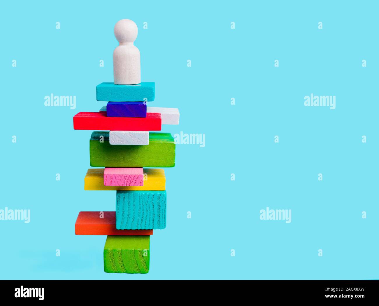 Concept of leadership, winner, creativity. Human figure on a pedestal ...