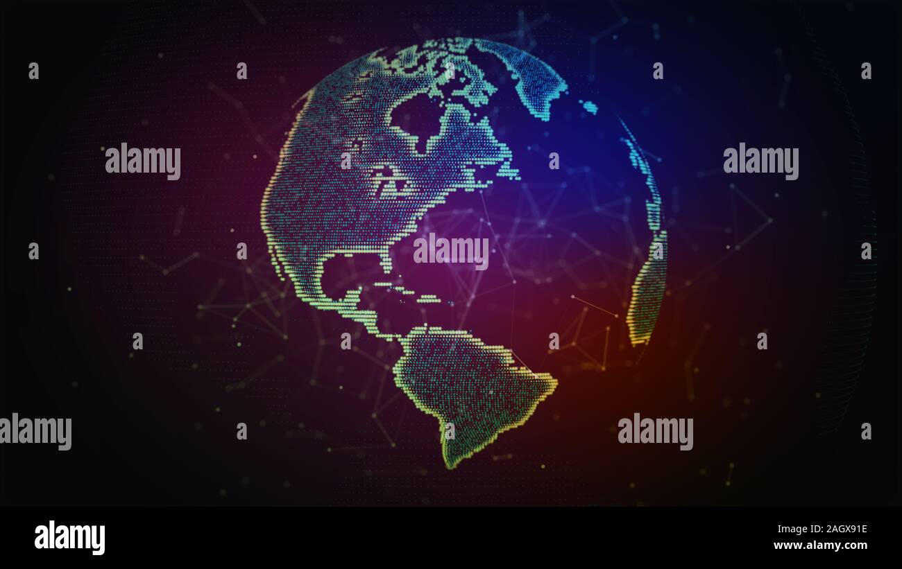 Connection lines Around Earth Globe, Futuristic Technology Background ...