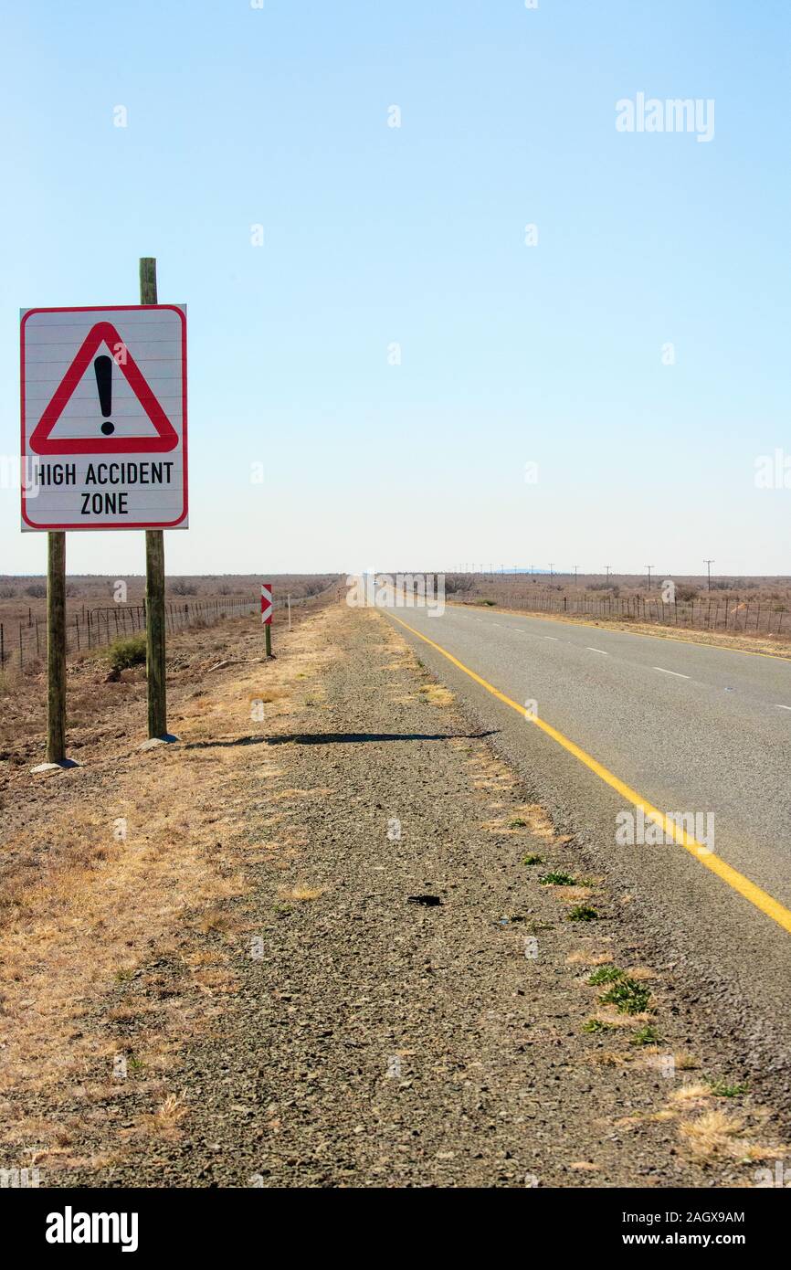 High accident zone road sign hi-res stock photography and images - Alamy
