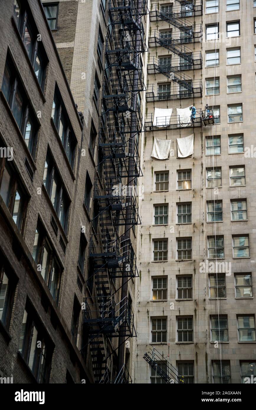 Fire escape stairs on Downtown Loop buildings, Chicago, Illinois, USA ...