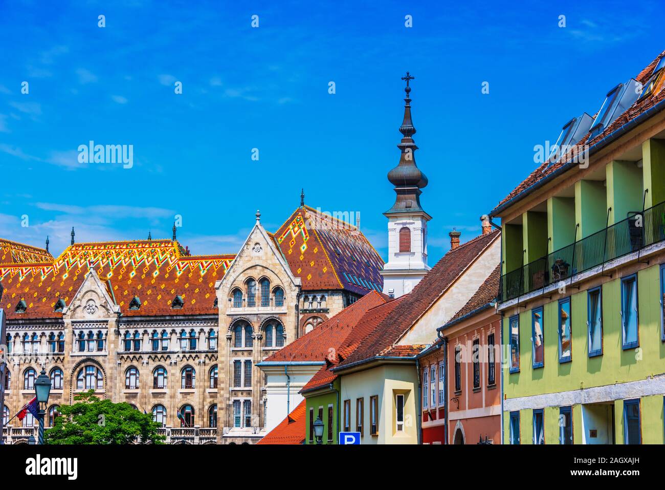 Historic architecture of Castle Hill in Budapest, Hungary Stock Photo ...