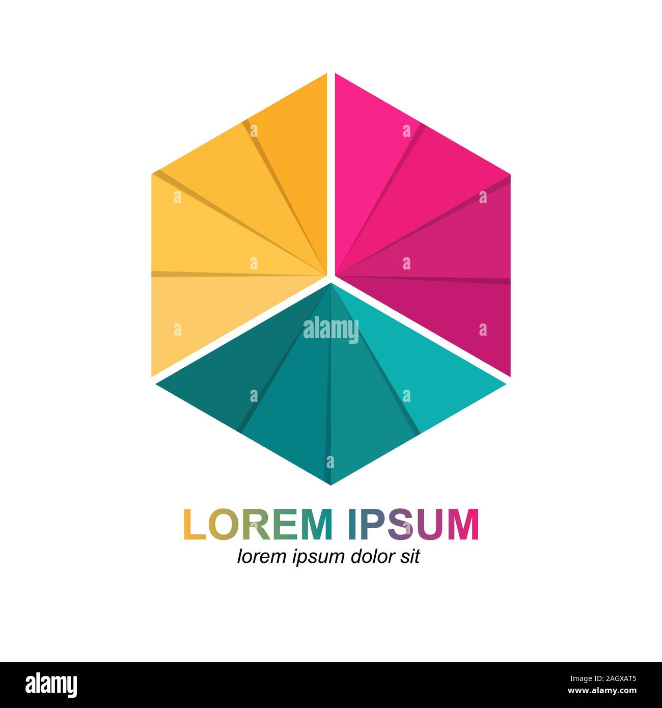 Colored hexagon. Applicable for logo or infographic or chart. Isolated ...