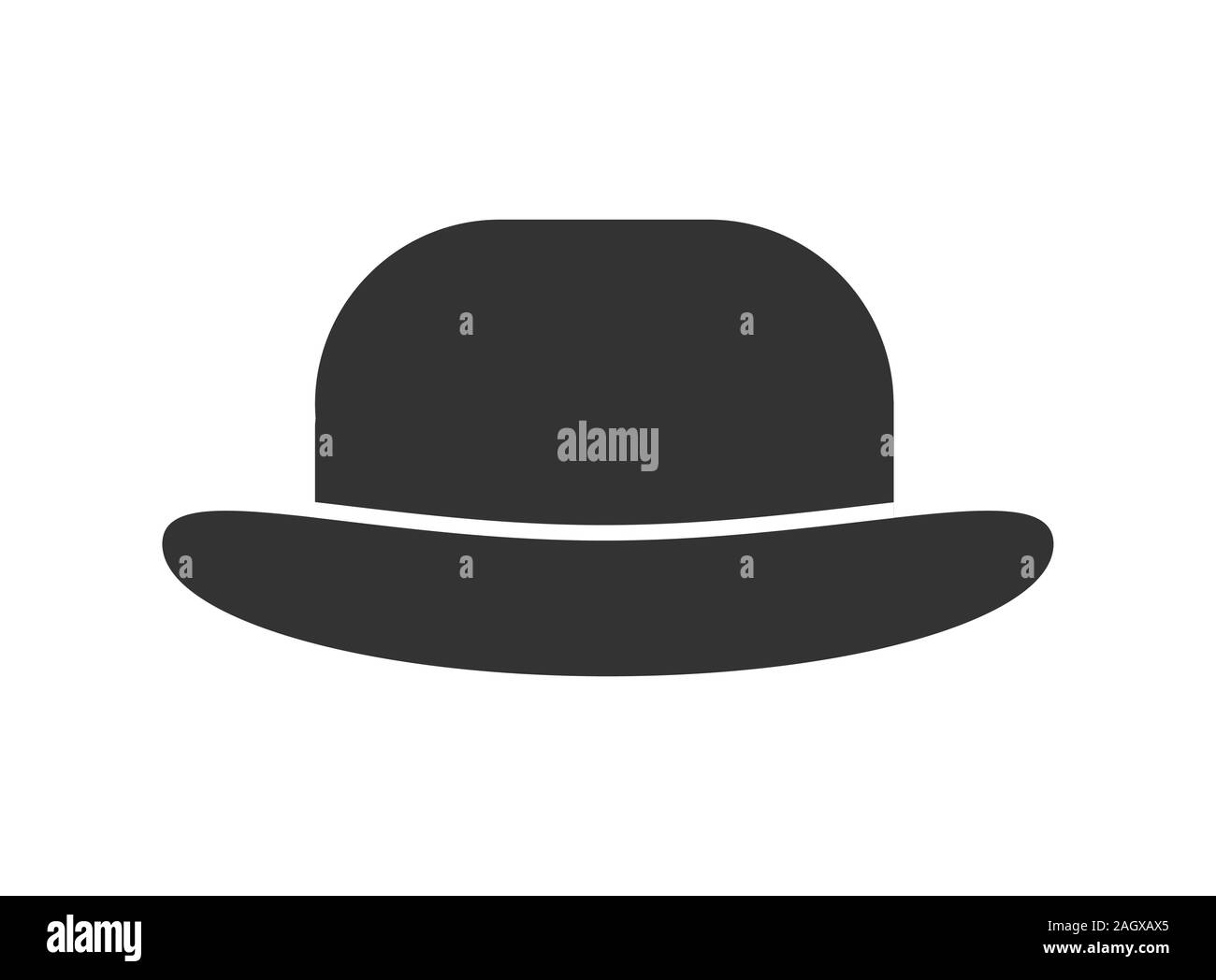 Headdress icon. Black bowler hat. Isolated on white background. flat ...