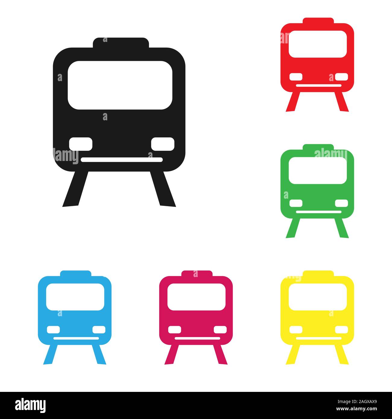 Electric train icon. Set of colored silhouettes of electric trains ...
