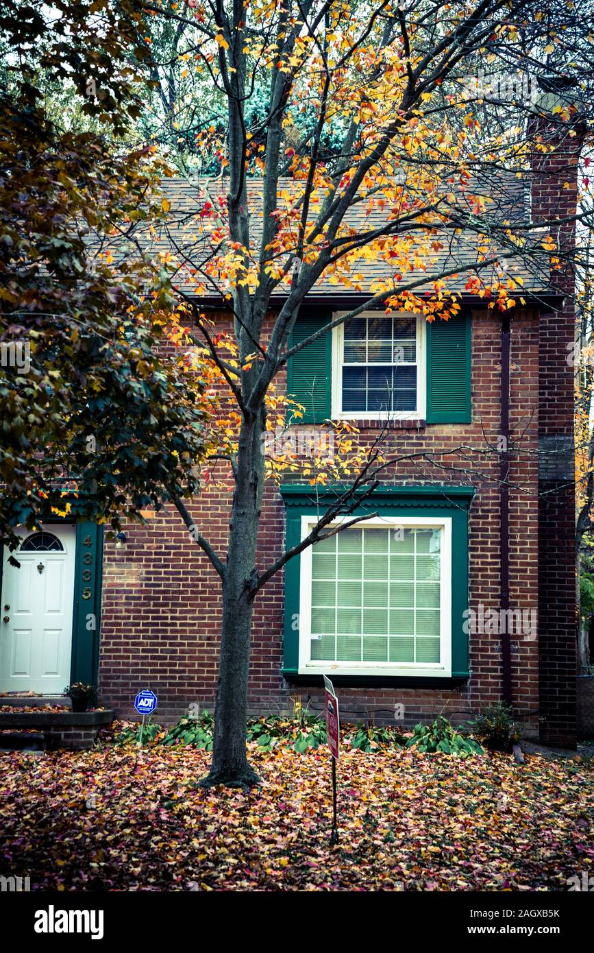 Quaint pretty house in autumn in East English Village neighborhood ...