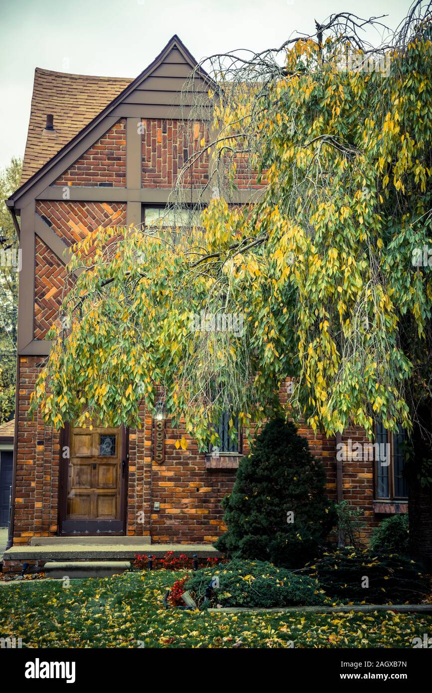 Quaint pretty house in autumn in East English Village neighborhood ...