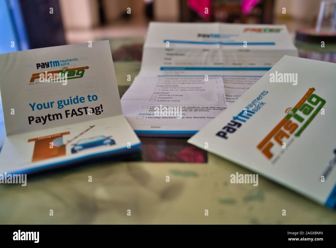 Fast Tag on a beautifully crafted table and the application form ...