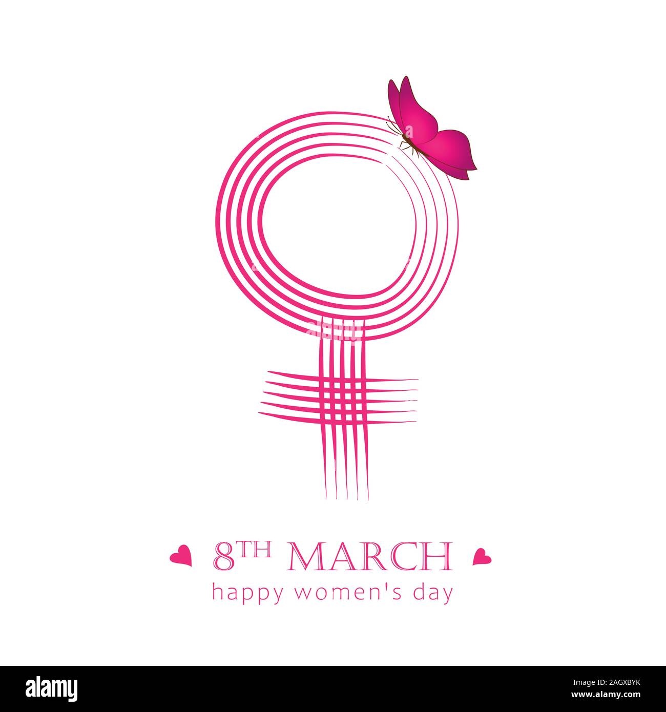 8th march international womans day pink female symbol with butterfly ...