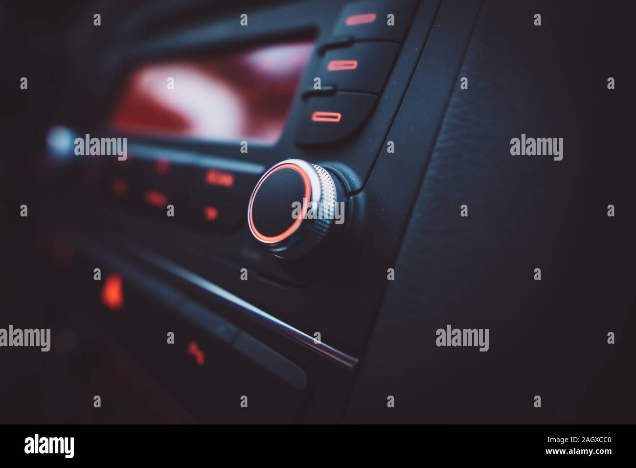 Control panel and enter button and knob on a car's dashboard Stock ...