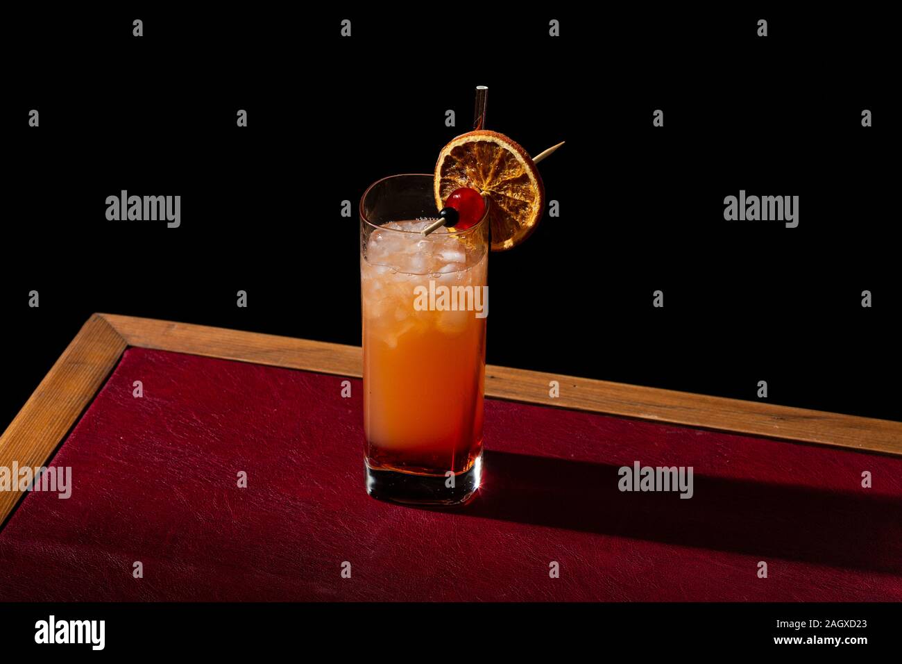 Tequila sunrise, a cocktail with tequila, freshly squeezed orange juice ...