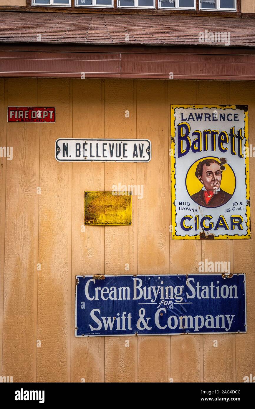 Moab, Utah, USA - January 20, 2018: Old signs and commertials Stock ...