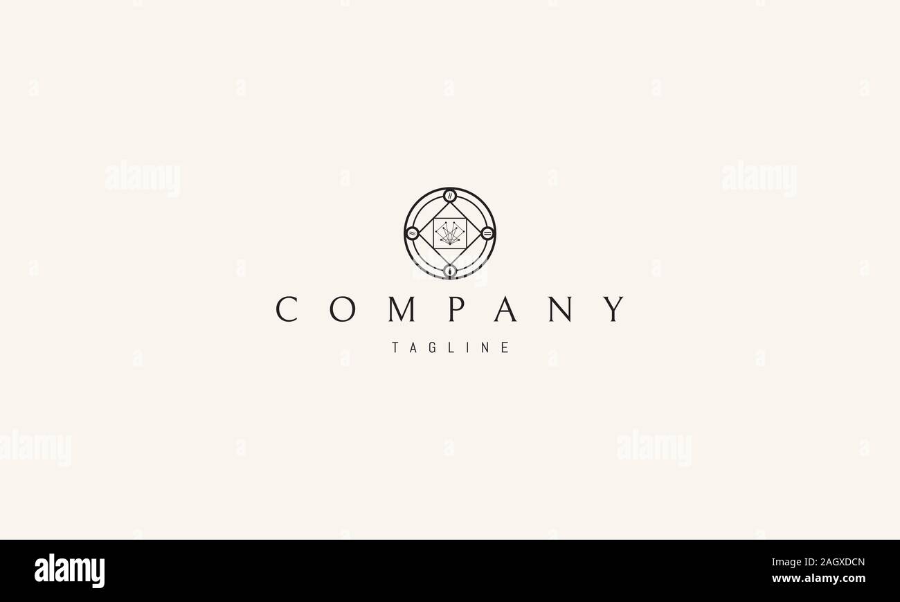 Vector circle logo on which an abstract image of an alchemical sign ...