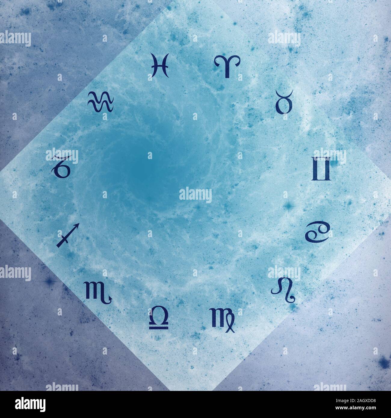 Illustration of astrology themes. Twelve signs of the zodiac on bright ...