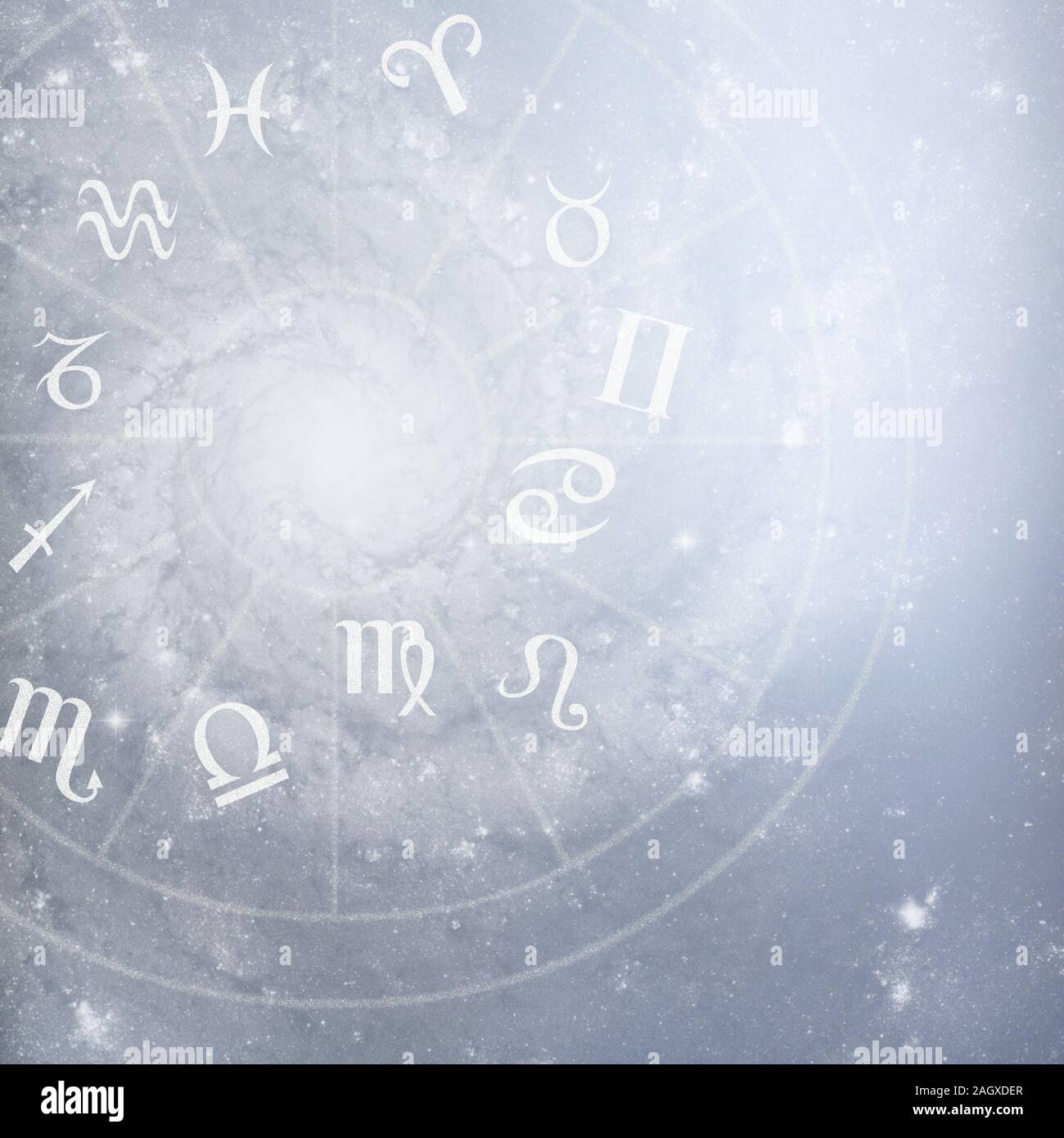 Illustration of astrology themes. Twelve signs of the zodiac on bright ...