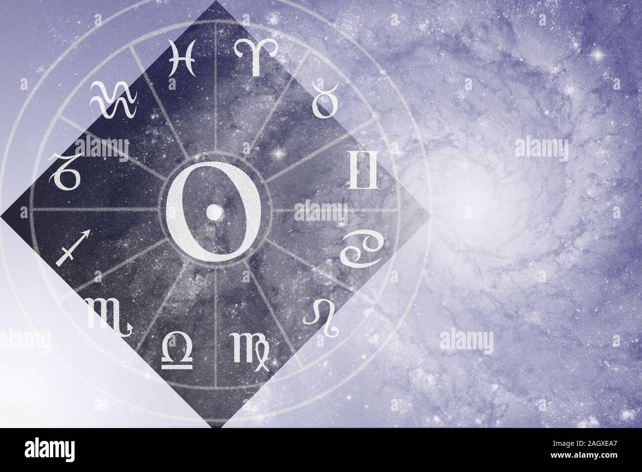 Illustration of astrology themes. Twelve signs of the zodiac on bright ...
