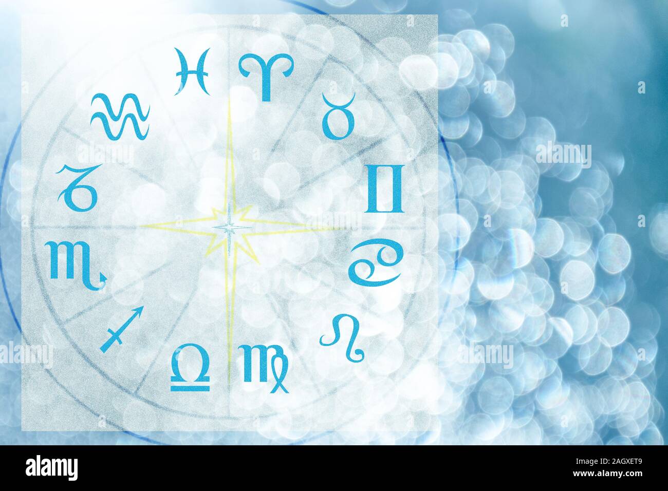 Illustration of astrology themes. Twelve signs of the zodiac on bright ...