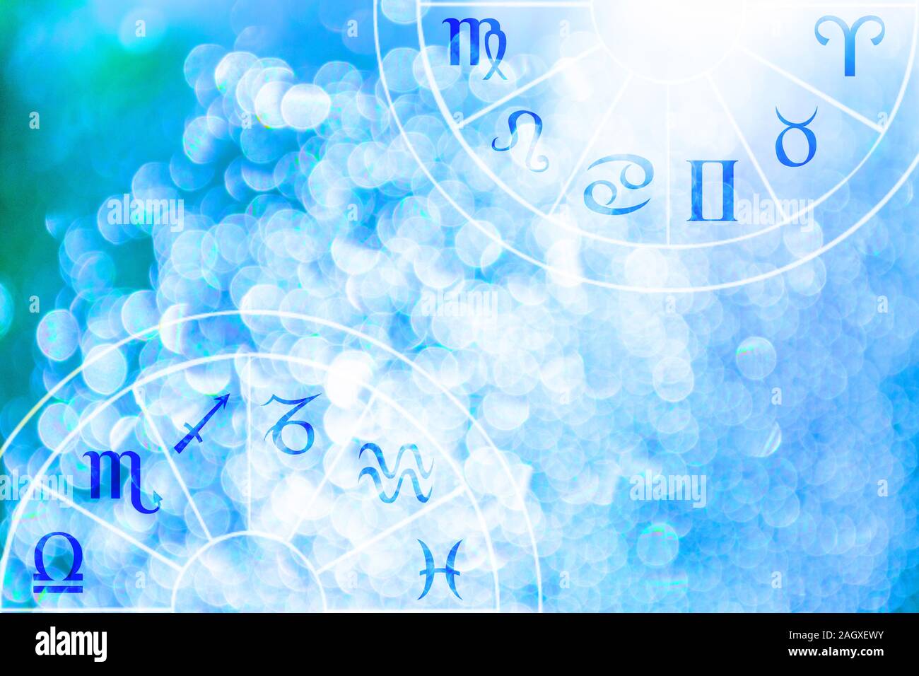 Illustration of astrology themes. Twelve signs of the zodiac on bright ...