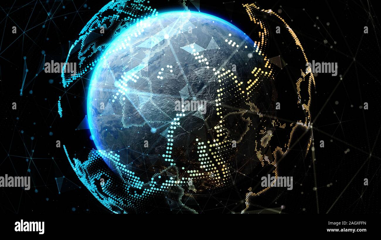 Connection lines Around Earth Globe. Some elements of the image ...