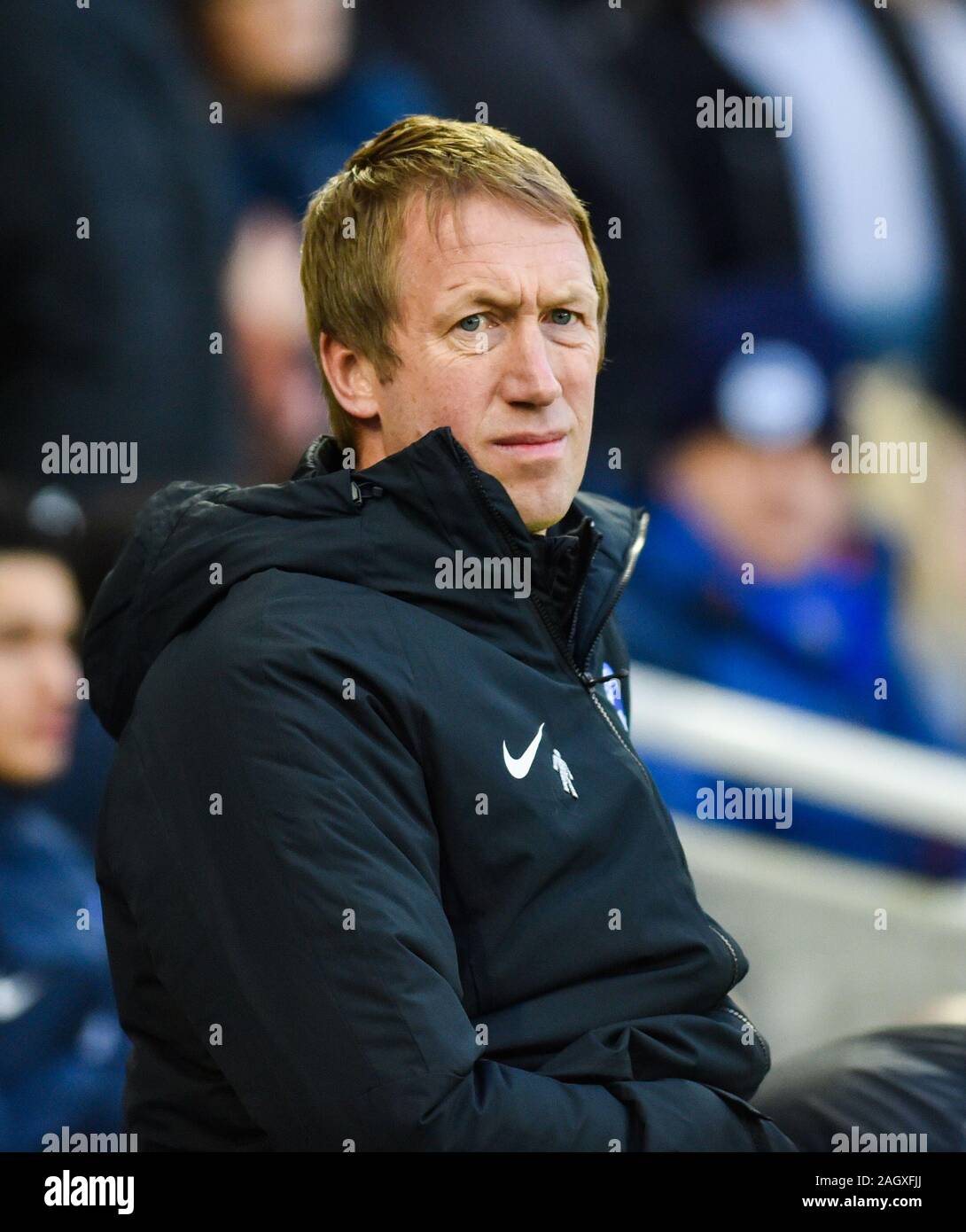 Brighton head coach Graham Potter looking pensive during the Premier ...