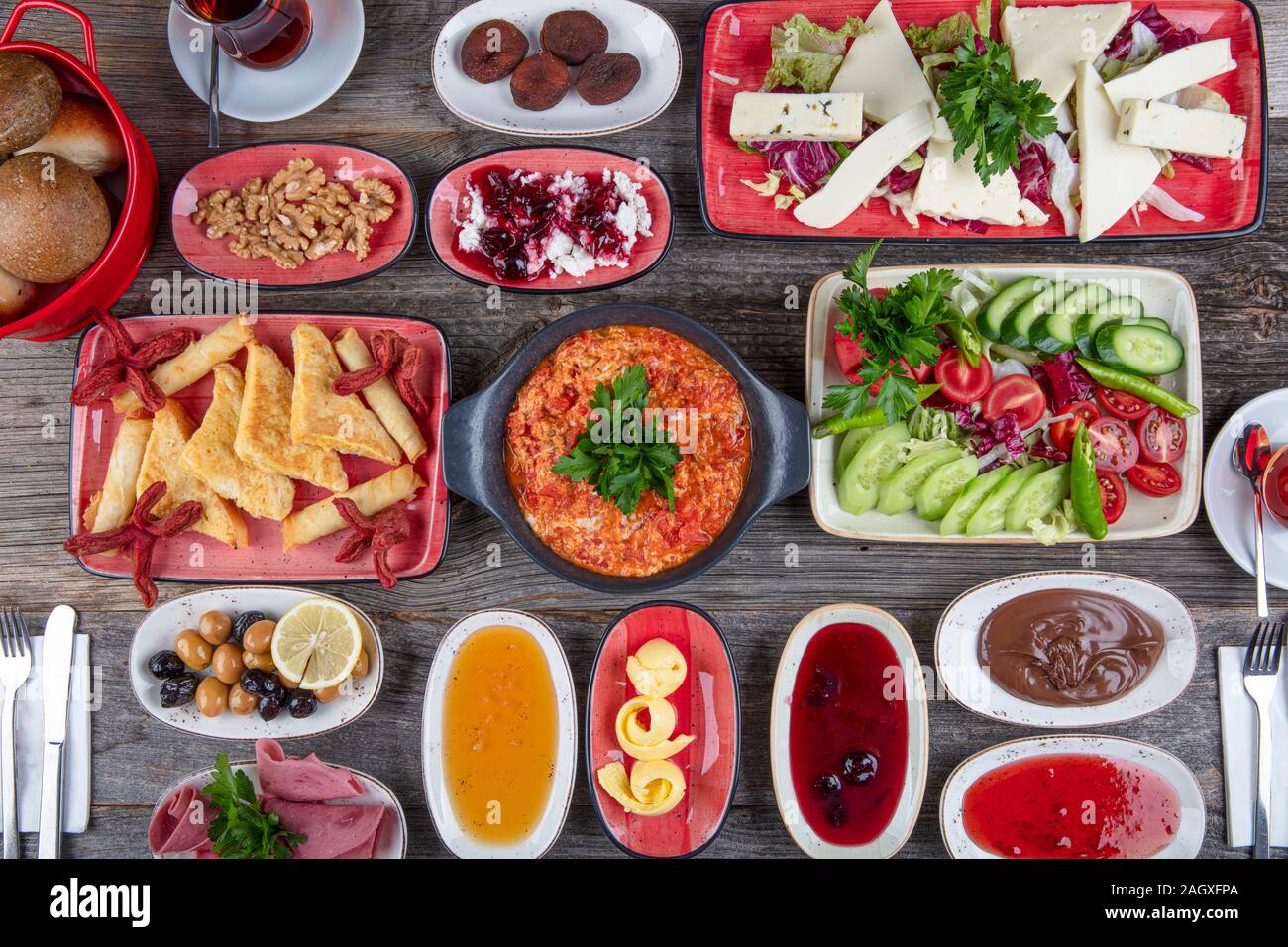 Traditional Turkish cuisine village breakfast restaurant concept ...